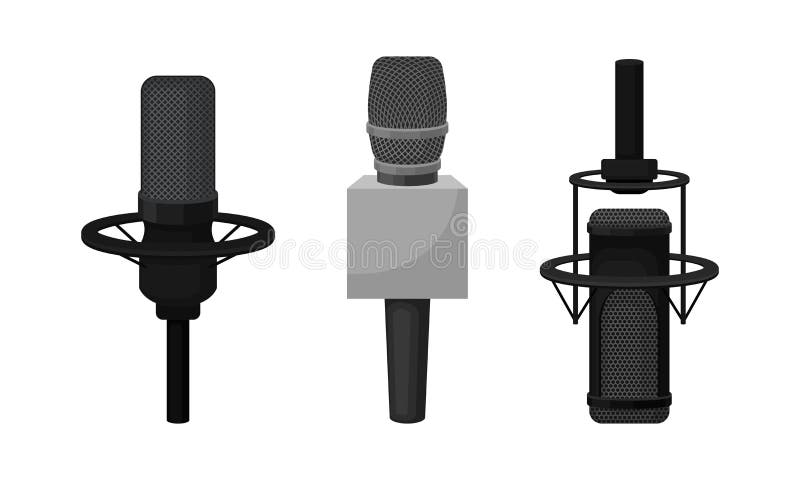 Microphone As Device Converting Sound into Electrical Signal Vector Set ...