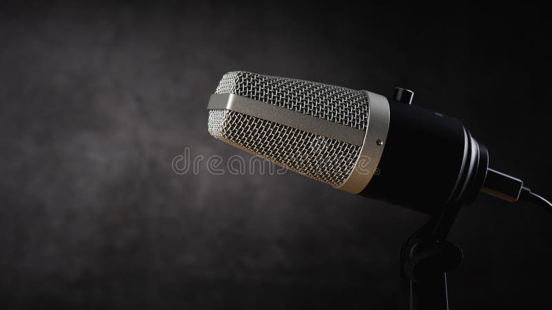 Microphone for Audio Record or Podcast Concept, Single Microphone on ...