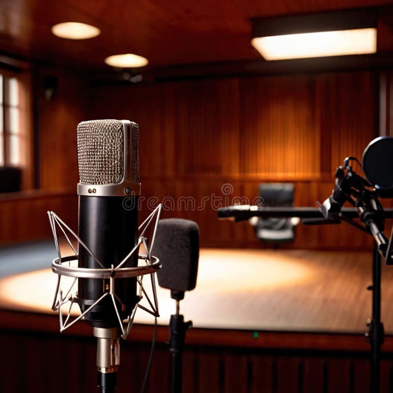 Microphone Audio Recording Equipment in Studio Environment Stock ...