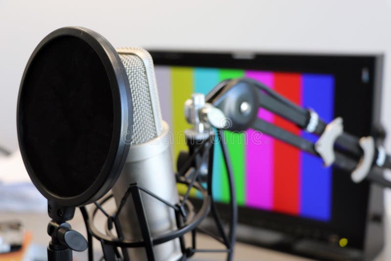 Microphone. Audio Recording Studi. Office Space Stock Image - Image of ...