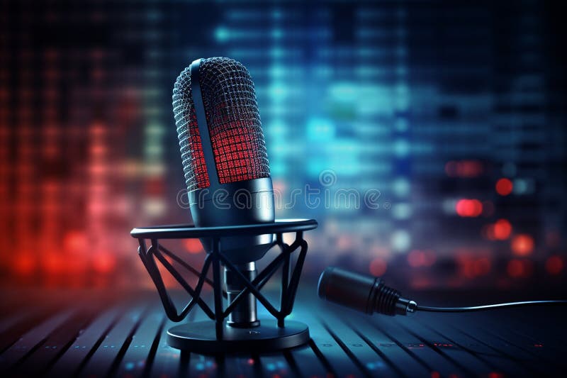 Microphone with Audio Waveform for Professional Recording. Generative ...