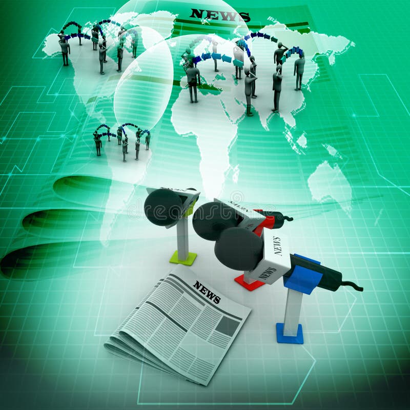 Microphone avec le journal illustration stock. Illustration du ...