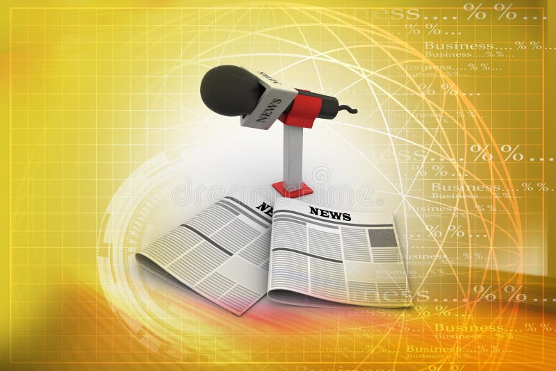Microphone avec le journal illustration stock. Illustration du ...