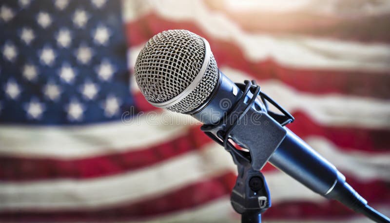 Microphone and Flag Usa. 3d Illustration Stock Illustration ...