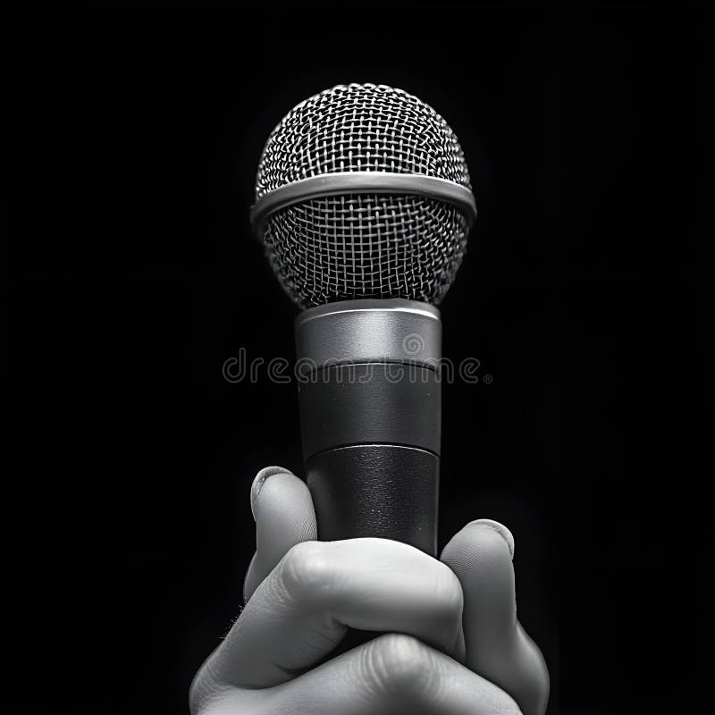 A Microphone is Being Held Up by a Hand Stock Illustration ...