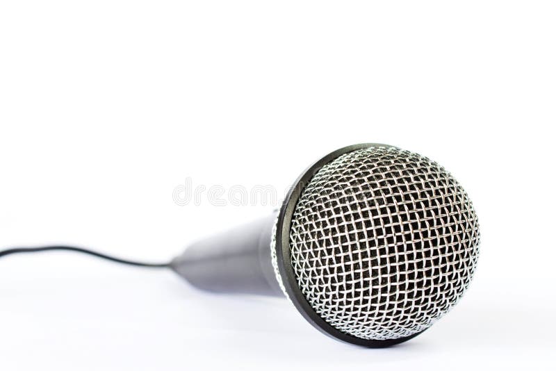 Microphone with Black Wire Isolated on White Stock Image - Image of ...
