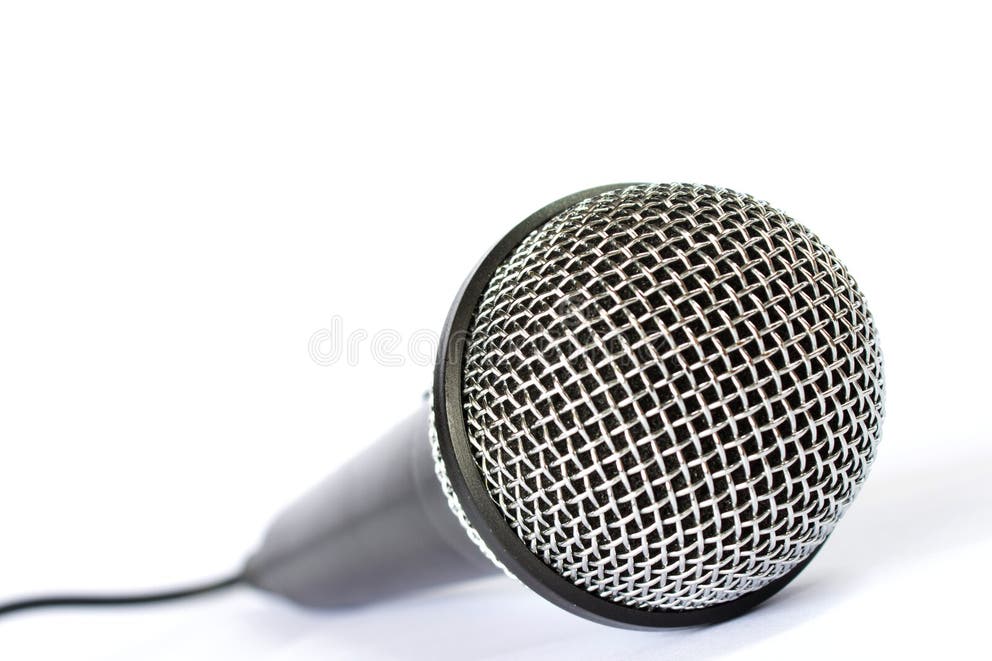 Microphone with Black Wire Isolated on White Stock Image - Image of ...