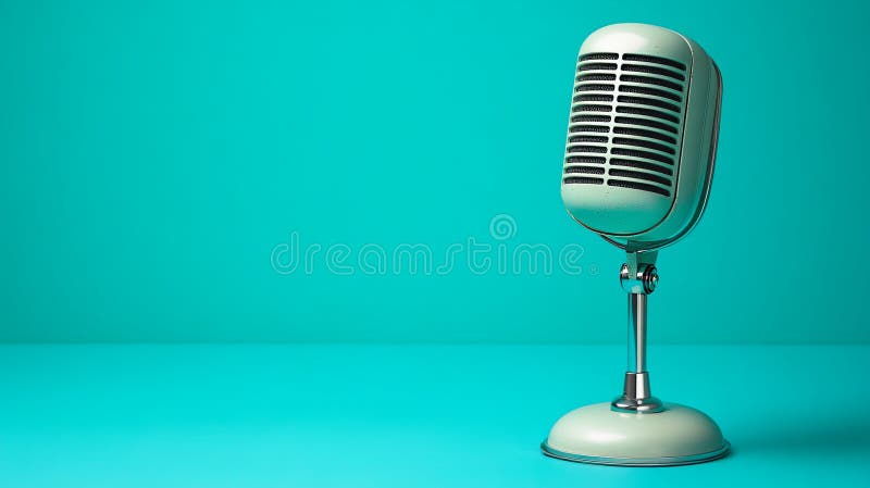 A Microphone is on a Blue Background. the Microphone is Old High ...