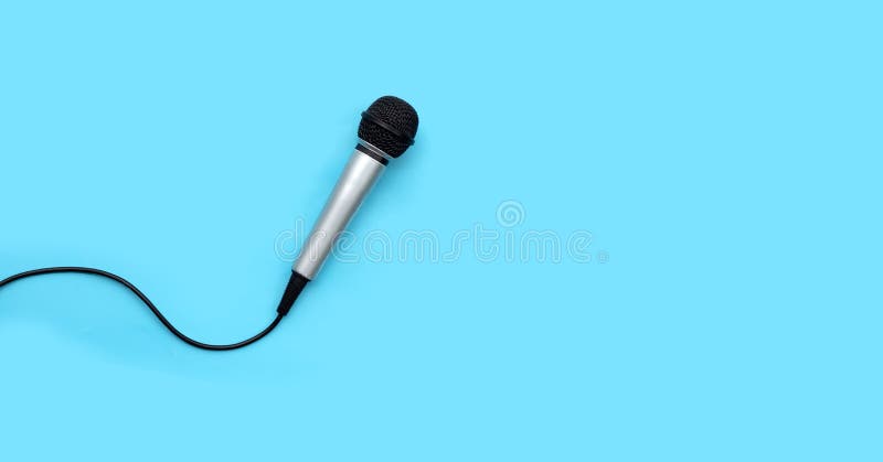 Microphone on Blue Background. Stock Photo - Image of singer, audio ...
