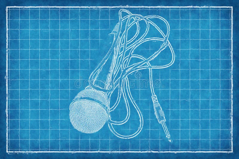 Microphone on the Blue Abstract Background Stock Illustration ...