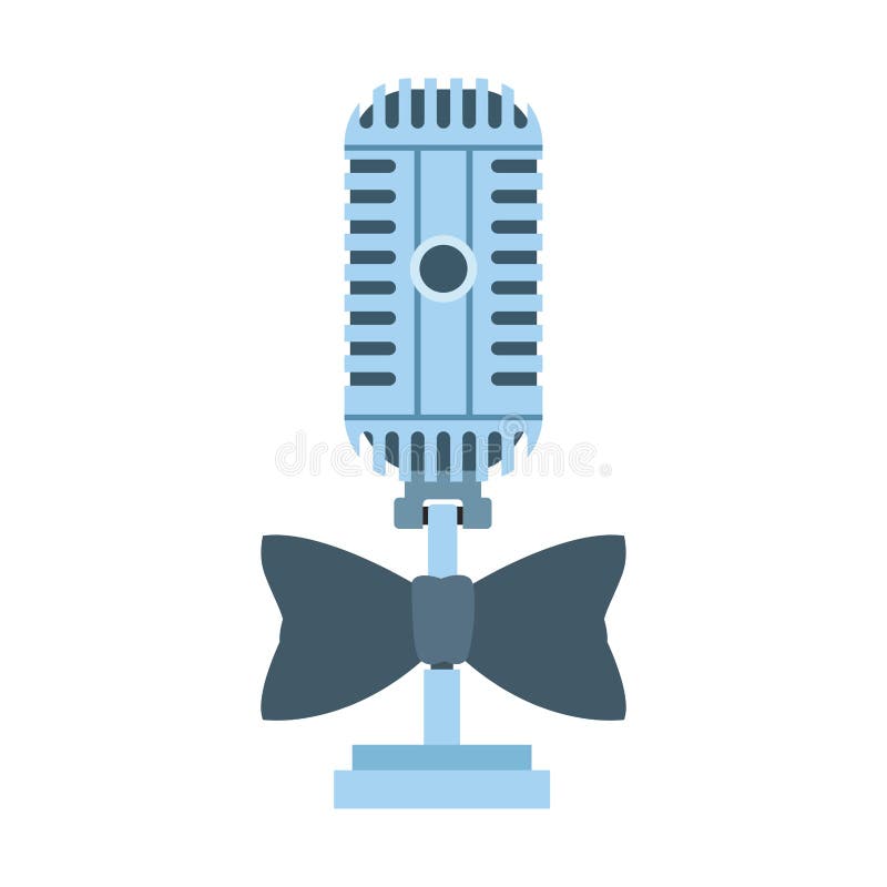 Microphone with Bow Tie Icon, Flat Design Editorial Photo ...