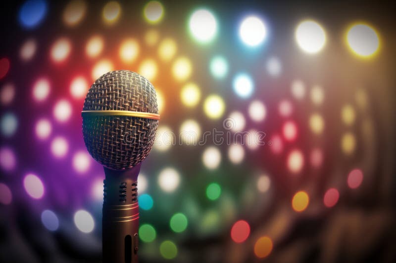 Microphone with Bright Colorful Background. Karaoke Party. Illustration ...
