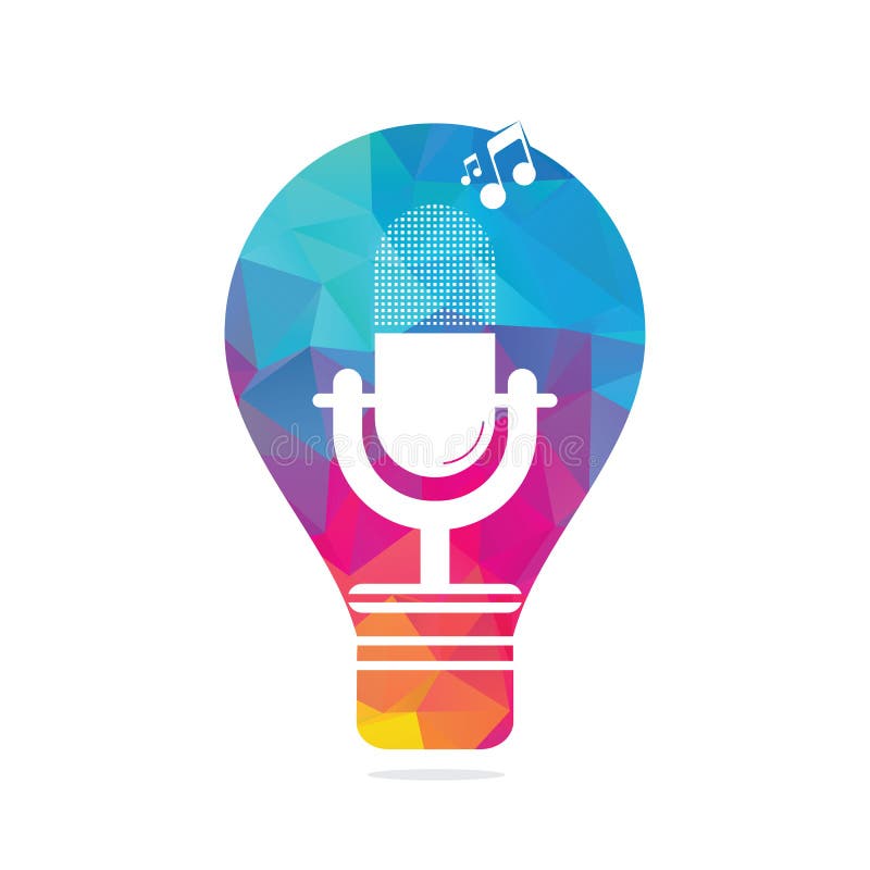 Microphone Bulb Shape Concept Logo Design. Stock Vector - Illustration ...