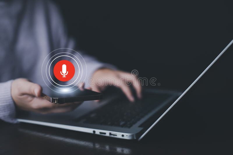 Microphone Button on Virtual Screen. Blog Blog Speak Talk Advertising ...