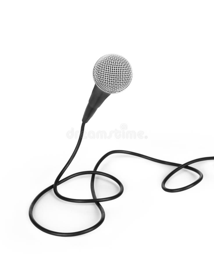 Microphone and Cable Isolated Stock Photo - Image of electronics ...