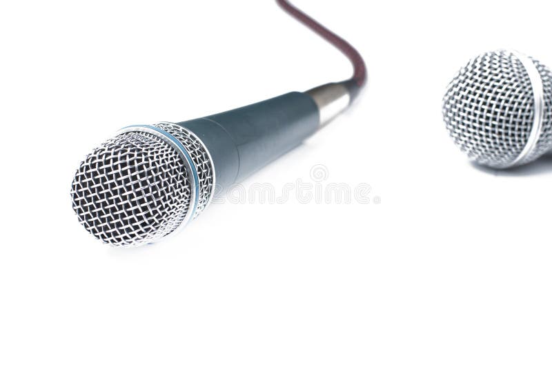 A Microphone with a Cable Isolated on a White Background.Copy Space ...