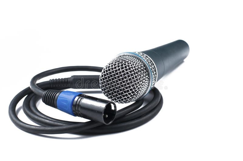 A Microphone with a Cable Isolated on a White Background.Copy Space ...