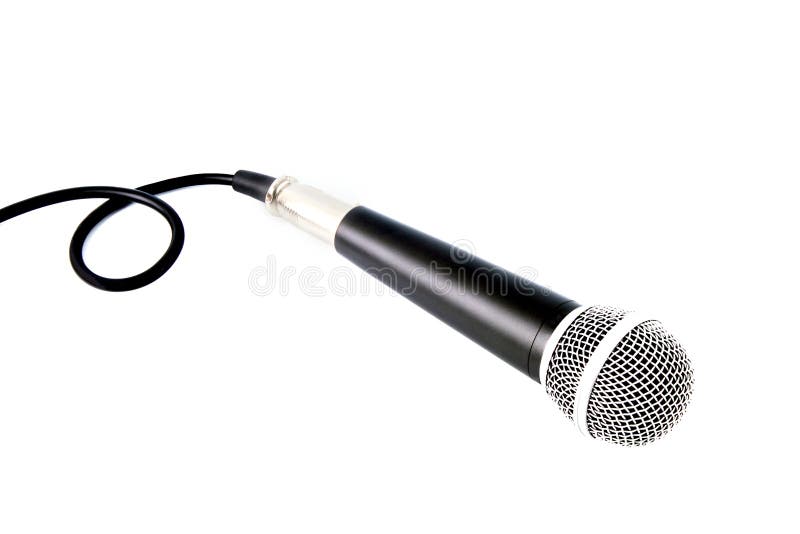 Black Microphone with Cable Isolated on White Background Stock Photo ...