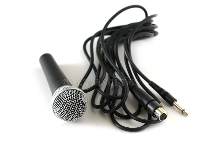 Microphone and Cable Over White Stock Image - Image of cable, karaoke ...