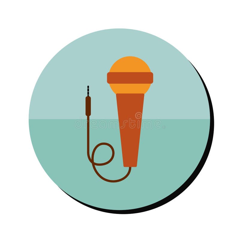 Microphone with Cable in Round Frame Stock Vector - Illustration of ...