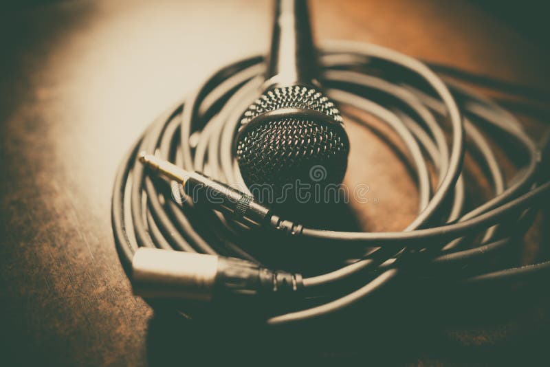 Microphone and cables stock image. Image of equipment - 84941457