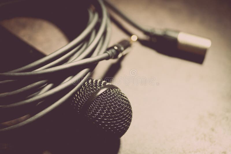 Microphone and cables stock photo. Image of voice, instrument - 85108796