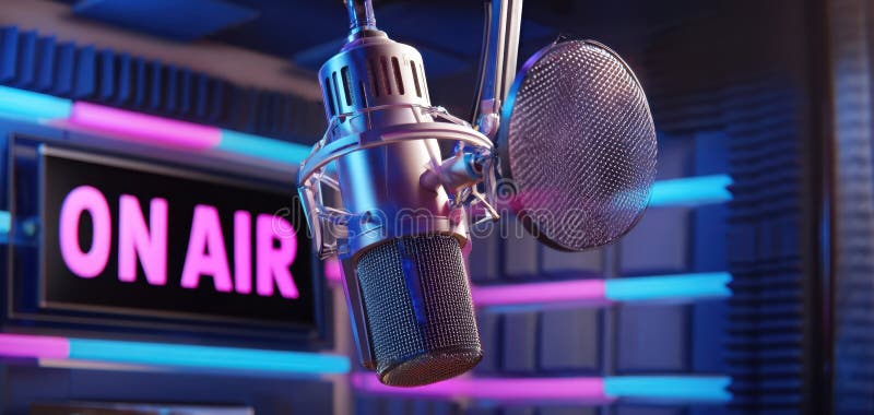 The Microphone Capturing Sound in a Vibrant Broadcast Studio Setup AI ...