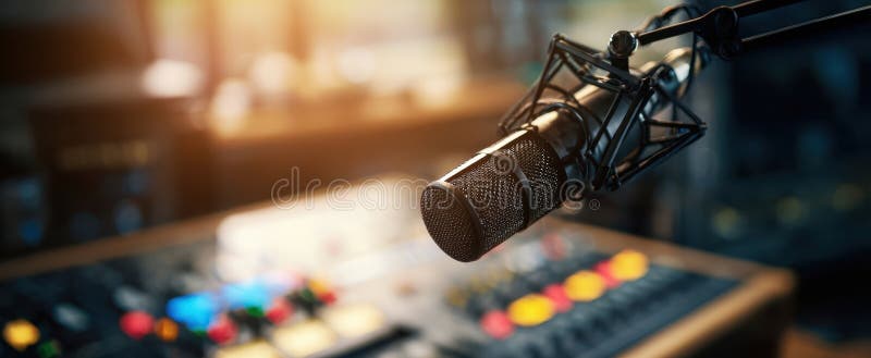 The Microphone Capturing Sound in a Vibrant Recording Studio Setup. AI ...