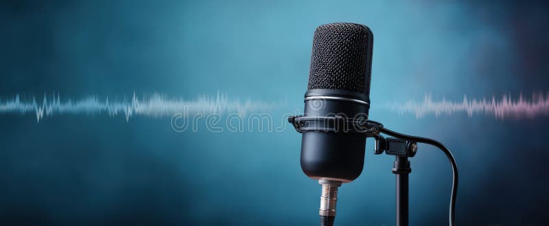 The Microphone Capturing Sound Waves in a Modern Recording Studio ...
