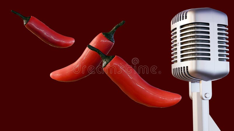 A Microphone and Chili Peppers Symbolizes a Hot Topic. Stock ...