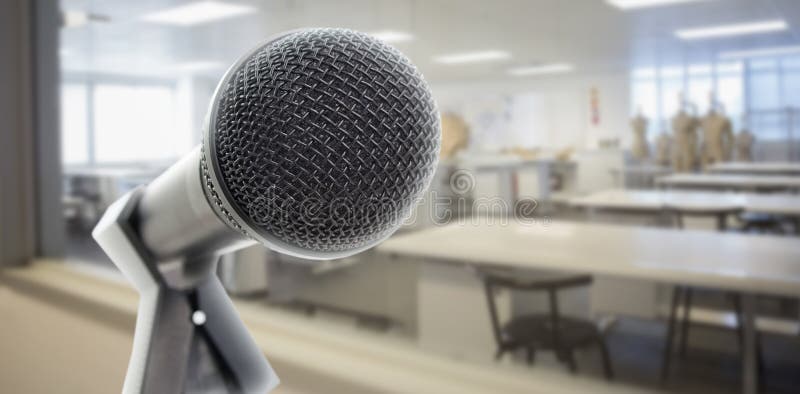 Microphone in classroom stock image. Image of digital - 80626925