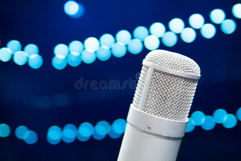 Microphone Close Up in Concert Hall Stock Image - Image of close ...