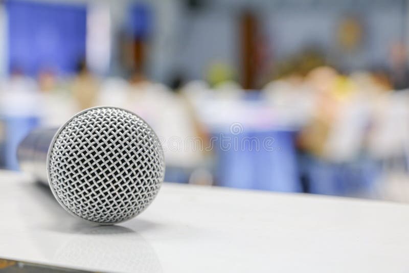 Microphone Close Up in Conference Room Stock Image - Image of equipment ...