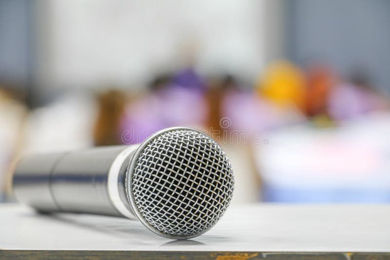 Microphone Close Up in Conference Room Stock Image - Image of meeting ...