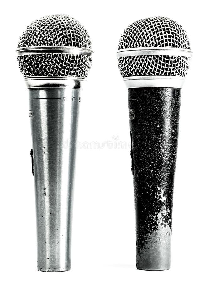 Microphone White Background in Studio Stock Image - Image of conference ...