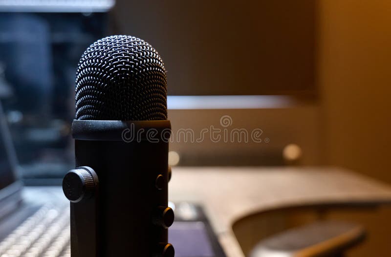 Microphone Close-up in Recording Studio during Audio Session Stock ...