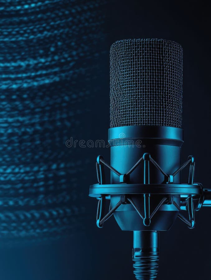Microphone Close Up stock photo. Image of sound, generated - 377410858