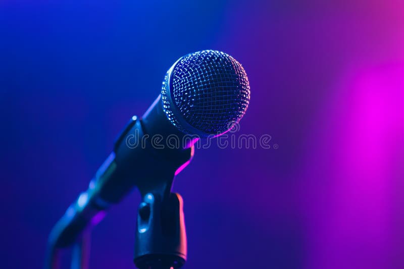 Microphone on Color Background. Stock Image - Image of microphone ...