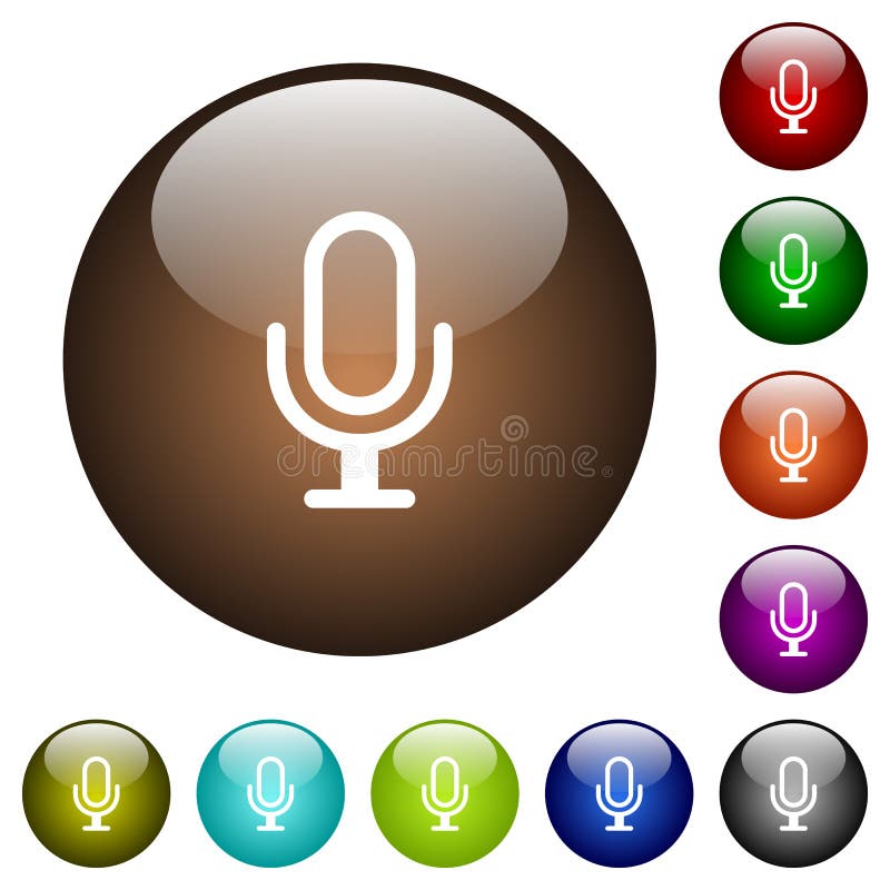 Microphone Color Glass Buttons Stock Vector - Illustration of audio ...