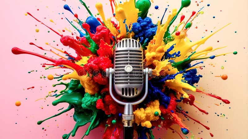 Microphone Colorful Explosion Stock Image - Image of hard, music: 335648341