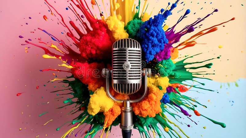 Microphone Colorful Explosion Stock Image - Image of fashion, megaphone ...