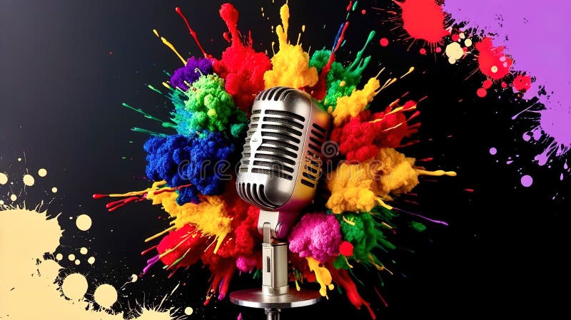 Microphone Colorful Explosion Stock Image - Image of background, music ...