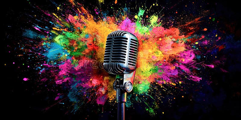 Microphone Colorful Explosion Stock Photo - Image of creativity ...