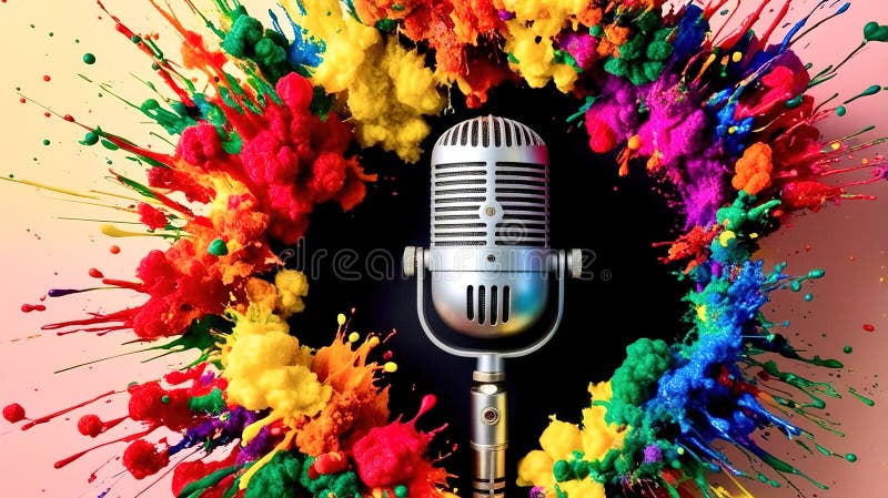 Microphone Colorful Explosion Stock Photo - Image of poster, concept ...
