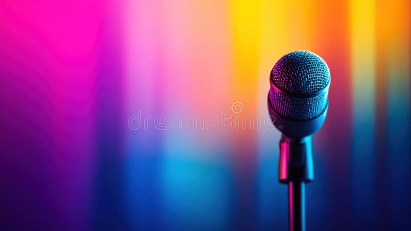 Microphone on Colorful Gradient Background Stock Illustration ...