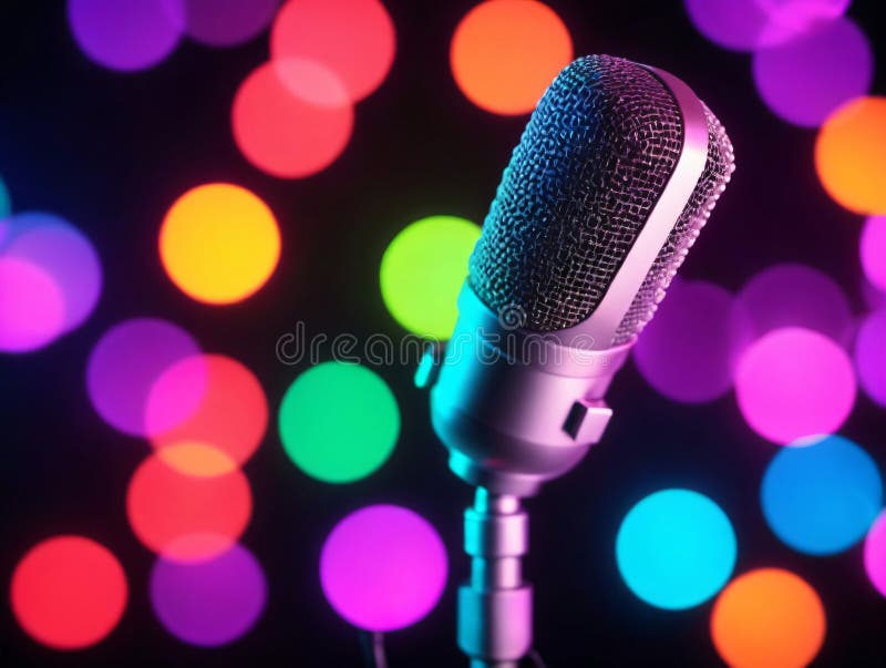 A Microphone with Colorful Lights in the Background. Generative AI ...