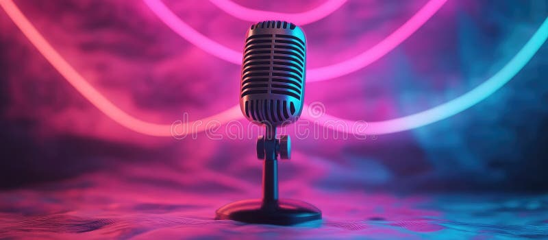 Microphone Colorful Wave Light Effects Black Background Stock Photos ...