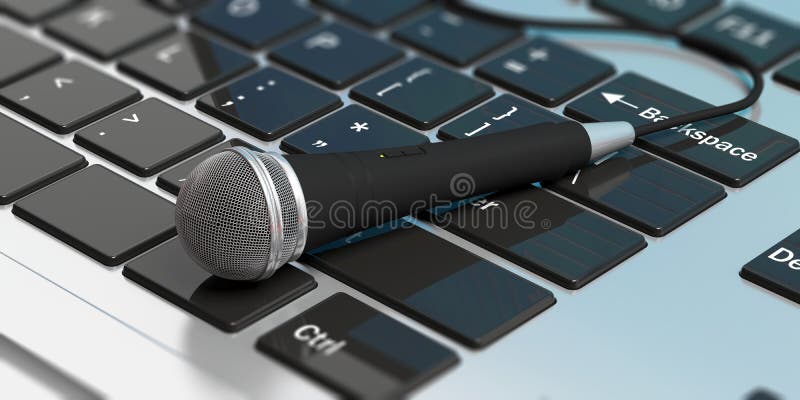 Microphone on a Computer Keyboard. 3d Illustration Stock Illustration ...