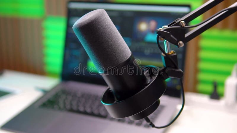 Microphone and Computer in the Recording Studio Stock Footage - Video ...