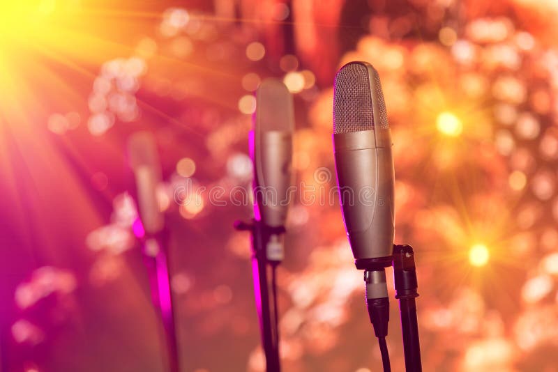 Microphone for Singer in Concert Hall Stock Photo - Image of broadcast ...